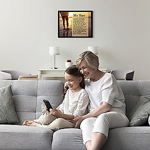 My Son-Love You Forever- Inspirational Family Wall Art, Loving Heartfelt Message With Modern Typographic Beach Sunset Print For Home Decor, Office Decor. Great Wedding-Graduation Gift! Unframed-10x8