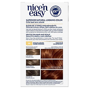 Clairol Nice'n Easy Permanent Hair Dye, 5R Medium Auburn Hair Color, Pack of 6