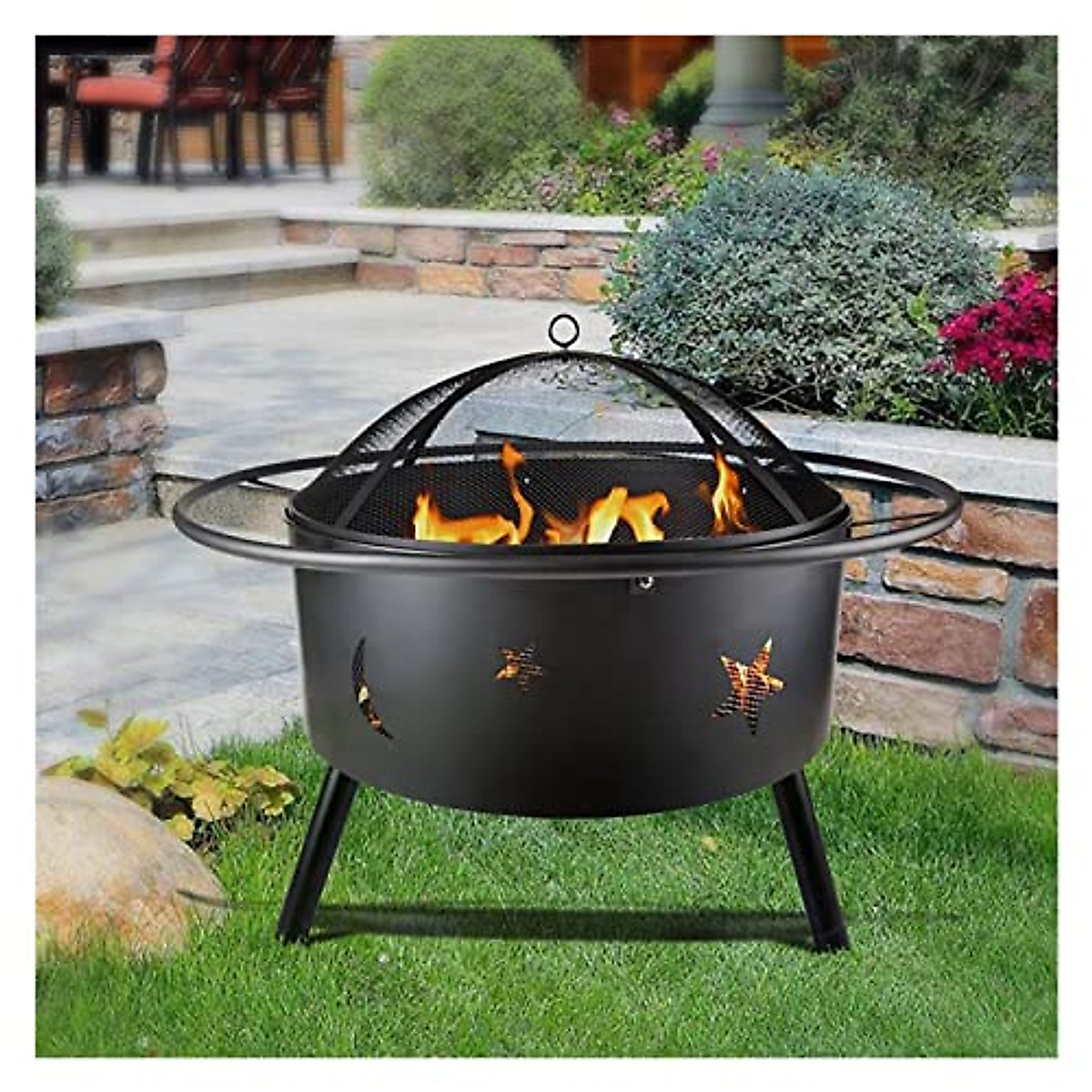 LIUXUEFE Fire Pit, Fire Bowl, wo-od Burning Fireplace, Brazier, Patio ...