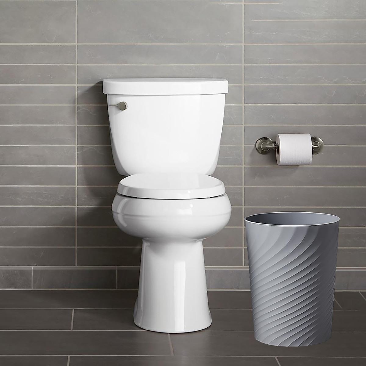 HOLTPHILI Small Bathroom Trash Can 1.8 Gallon Wastebasket Recycling Bin for Bedroom Office Kitchen (Black,2 Pack)