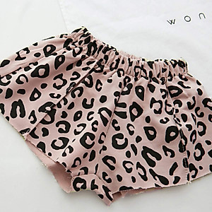 Toddler Baby Girls Leopard Print Summer Clothes Set T-Shirt and Short Pants 2pcs Outfits (1-Pink, 2T)