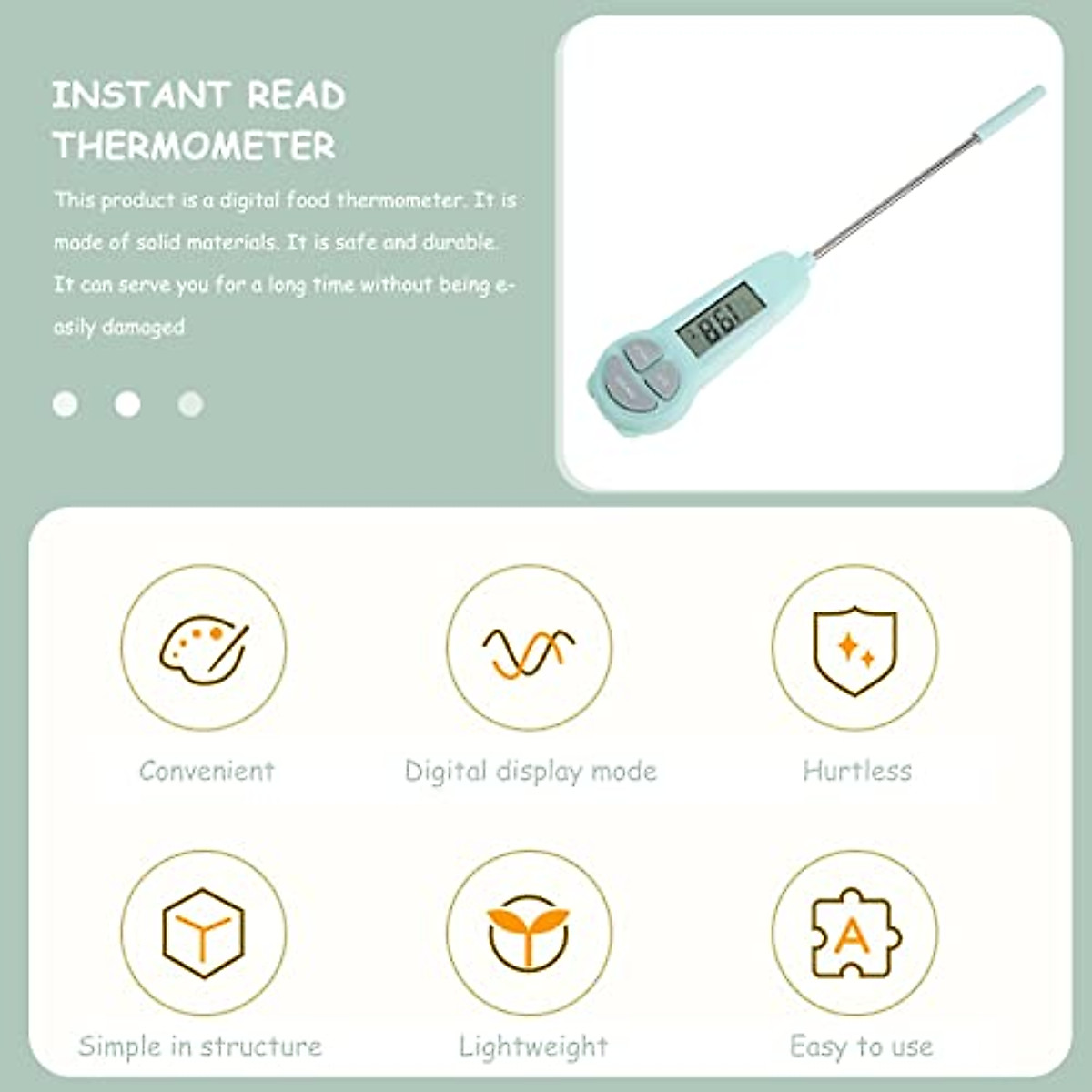 Zerodeko Digital Thermometer Digital Meat Temperature Gauge Cooking Food Steak for Grilling Oven Digital BBQ Kitchen for Cooking Kitchen Supplies Dairy Turkey Stainless Steel Barbecue Baby