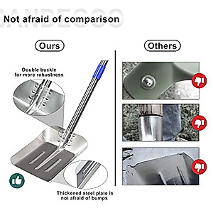 Snow Shovel for driveway-55 inch Aluminum Stainless Steel Lightweight Portable Sports Utility Forklift Trunk Camping Garden Beach Cleaning House Large Emergency