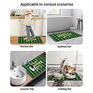 Geometry Bath Mat for Tub,Non Slip Bathroom Floor Runner Rug Quick Dry & Absorbent Diatomaceous Earth Kitchen Room Shower Sink Washable Doormat,St. Patrick's Day Checkered Clover Irish Green 18"x30"