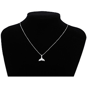 WRISTCHIE Sterling Silver Jewelry Mermaid Tail Fish Pendant Necklace 18"+2" (Silver)
