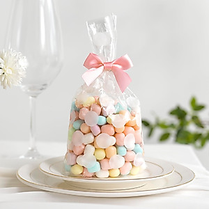 AIMUDI Baby Pink Satin Ribbon Bows 2" Self Adhesive Satin Bows for Gift Wrapping Premade Ribbon Bows with Double-Sided Tape for Making Crafts Baby Shower Birthday Party Wedding Decorations, 50 PCs