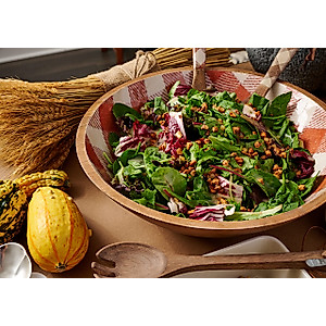 Mud Pie Nessted Check Pumpkin Bowl Set, Orange, small 4" x 12" dia | large 4" x 14" dia