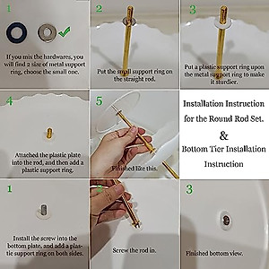 Tosnail 3 Pack 3 Tiers Pink Plastic Cupcake Stand Dessert Stand Tiered Serving Trays with 3 Styles Gold Rod, Party Serving Trays Fruit Pastry Holders for Wedding and Party - Heart and Flower Embossed