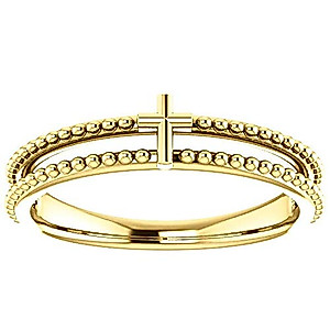 Eliana and Eli 14K Yellow Gold Milgrain Stackable Cross Ring- Inspirational Christian Faith, Love, Hope Jewelry- Wedding Engagement Promise Band - Ring Size 4-9 (9)