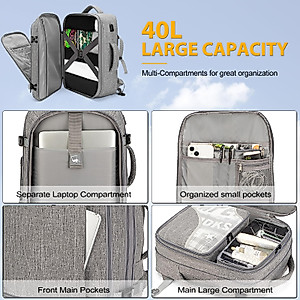 BAGODI Carry On Backpack for Men Women,42L Flight Approved Travel Backpack with 4 Packing cubes,Expandable Water-resistant 17Inch Laptop Backpack,Casual Daypack Businless Weekend Hiking