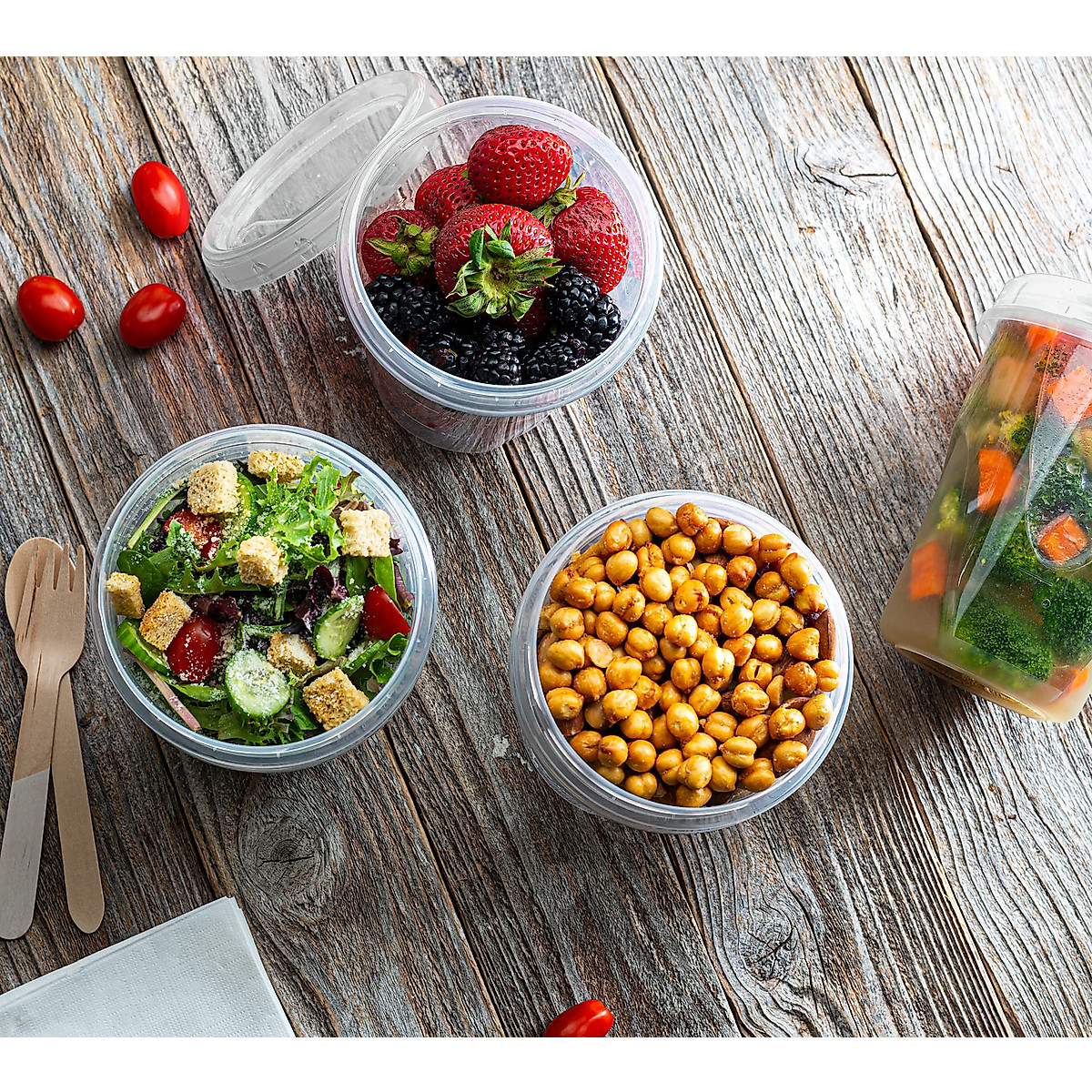 Elegant Disposables (32 Ounce 10 Pack) Clear Twist cap Containers With Screw on Lids Twist Top Food Storage Freezer Containers