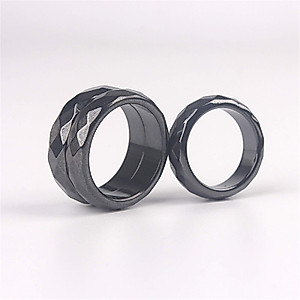3Pcs Black Hematite Stone Ring Absorb Negative Energy Anxiety Balance Chakra Ring for Women Men Lover Friend Friendship Unisex Jewelry Gift-E 10