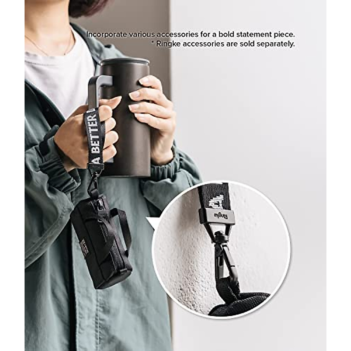 Ringke Mini Pouch Sports Bag Compatible with AirPods Pro Case and AirPods 3rd, 2nd, 1st Generation Case, Galaxy Buds Pouch, Universal Wireless Ear Buds Cover with Keychain for Women, Men - Black