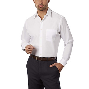 Van Heusen Men's Dress Shirt Fitted Poplin Solid, White, 17.5" Neck 34"-35" Sleeve