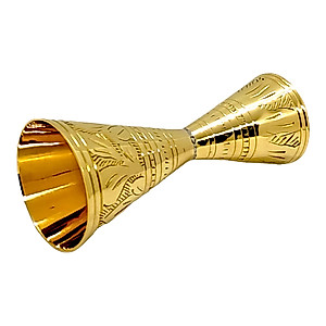 Akanksha Arts Brass, Light Golden Shade, 30 ml / 60 ml, EPNS, Alluring Engraving, 1 oz/ 2 oz Shot Glass Jigger