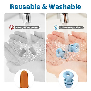 Ear Plugs for Sleeping Noise Cancelling & Reduction Silicone, Reusable Sleeping Earplugs,Hearing Protection Earplugs Sound Blocking for Concerts,Motorcycle,Work (Blue)