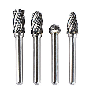 SpeTool Carbide Rotary Burr For Aluminum Cutting (Non-Ferrous) 1/4 inch shank 4Pcs/Pack