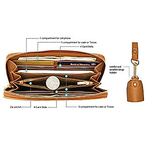 Brentano Vegan Leather Slim Single-Zipper Chevron Embroidered Wallet Clutch with Removable Wrist Strap (WHITE)