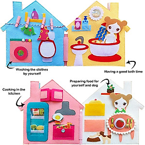 MOVEBO- Quiet Book for Kids - Interactive Felt Busy Book - Montessori Quiet Books for Toddlers - Carry on Travel Quiet Activity Book - Soft Fabric Quiet Books for Children(My Small Room)