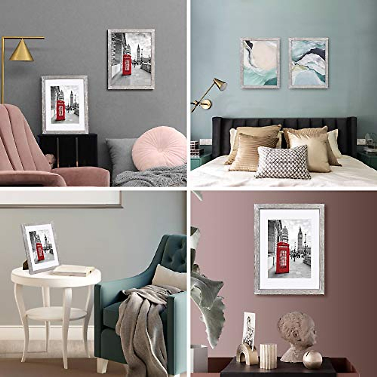 9x12 White Picture Frames Solid Wood Rustic White Display Pictures 6x8 or 5x7 with Mat or 9x12 without Mat - Farmhouse Distressed Photo Frame for Art with 2 Mats Wall Mounting,Table Top - Set of 1