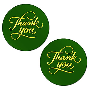 40 Thank You Stickers, 2 Inch Big Round Glossy Labels, Great for Weddings, Bridal Shower, Engagement Party, Birthday, Baby Shower, Party Favors Décor, Tags, Games and Supplies. Made in USA. Green