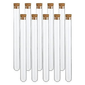 PATIKIL 25ml Test Tubes, 30pcs 5.91x0.59in Glass Clear Round Bottom Test Tube Containers with Cork Stopper for Bead Party Candy Bath Salt Storage Scientific Experiment Plant Propagation