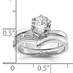 925 Sterling Silver 2 Piece Cubic Zirconia Cz Wedding Band Ring Set Fancy Engagement Fine Jewelry For Women Gifts For Her