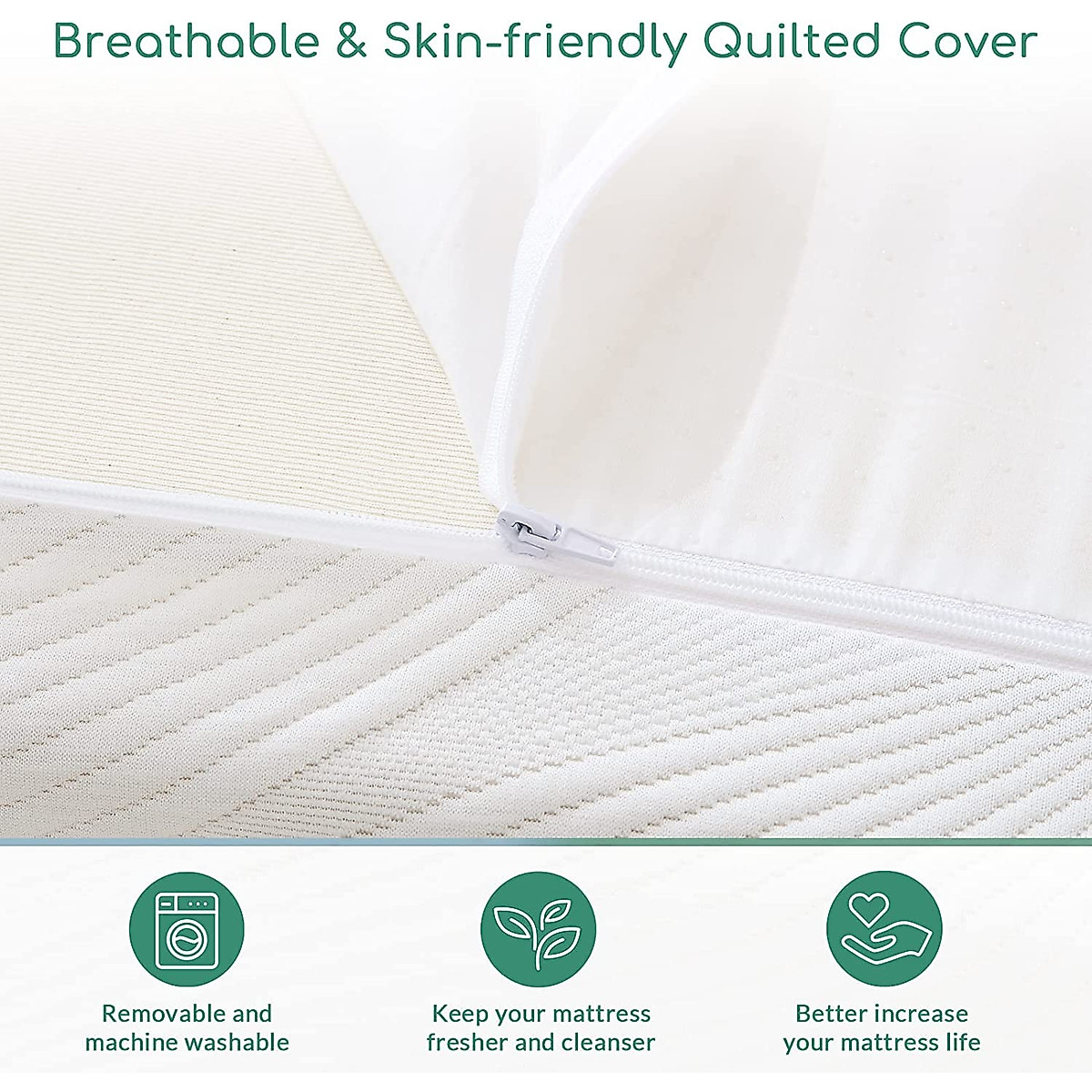 Airdown King Mattress, 10 Inch Memory Foam Mattress in a Box, King Size Mattress Green Tea Gel Foam Infused for Cool Sleep, Medium Firm Mattress King for Pressure Relief, CertiPUR-US Certified