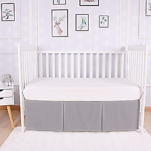 Pleated Crib Bed Skirt, 800TC 100% Egyptian Cotton, Nursery Crib Toddler (28” x 52” x 14’’) Bedding Skirt for Baby Boys or Girls - Silver