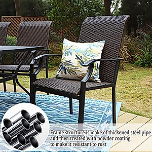 Sophia & William High-Back & Oversized Outdoor Rattan Dining Chairs Set of 2 Patio Wicker Chairs with All-Weather Metal Armrest and Leg Support 350LB for Patio, Garden, Yards, Deck, Lawn
