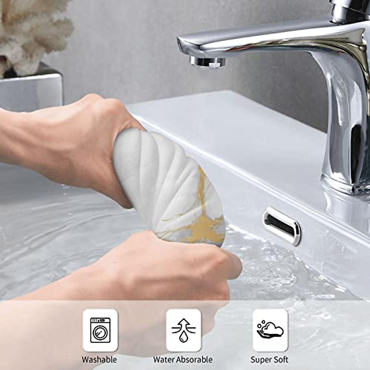 Hand Towel White Marble Gold for Bathroom Kitchen Microfiber Fingertip Bath Towels 12 x 27.5 Inch Soft Decorative Home Hotel Gym Laundry Room