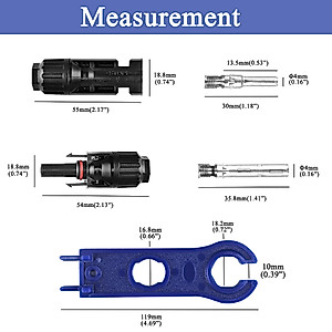 MUYI 42PCS Solar Panel Connector IP67 Waterproof Solar Connectors 1000V 30A Male/Female Plug with 2PCS Spanners (10 Pairs)