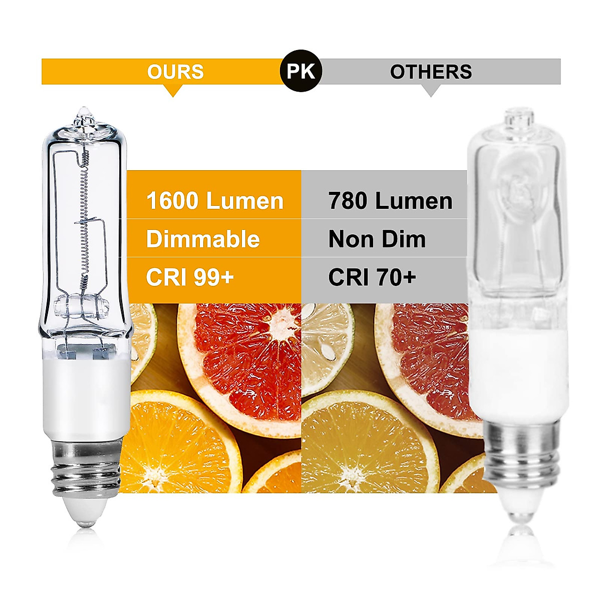 GMY JDE11 120V 100W T4 Mini Candelabra Base 1600lm 2800K Clear Dimmable JD E11 Halogen Light Bulbs 4Pack