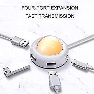 GPPZM Mini 4 USB Port Hub Extension Cable Splitter High Speed Transmission with LED Night Light for Computer Mobile Phone (Color : White)