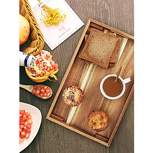 Nuvograin Wood Bread Cutting Board, Bread slicer,Crumb Tray with holder,Bread Serving Tray for Kitchen,Color combination design,Bread, Cake, Bagels, 9.53” Wide x 1.46"Tall
