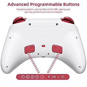 White Wireless Bluetooth Pro Controller for IOS/Android Phone, Switch/OLED/Lite, Steam Deck, PC, Multi Platform with RGB Light, Programmable Back Buttons, Headphone Jack, Anime Girl Touro