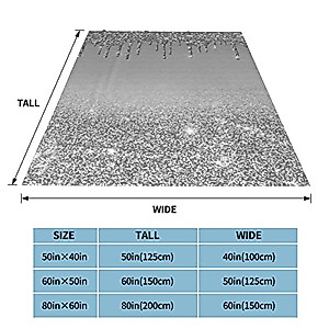 Silver Dripping Glitter Flannel Fleece Blanket Ultra-Soft Fluffy Warm Throw Blanket for Couch Bed All Seasons Suitable for Women, Men