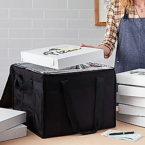 Stockroom Plus Commercial Insulated Food Delivery Bag with Handles and Zipper Top for Hot and Cold Food Delivery (XL 16x15.6x13.2 in, Black)