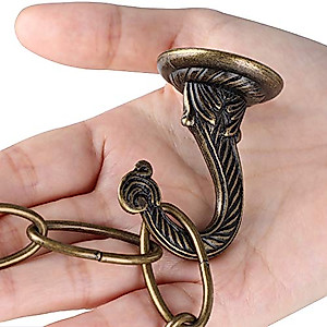 OOTSR Metal Ceiling Hook, Heavy Duty Ceiling Hook and Chain Extension for Hanging Plants/Chandeliers/Clothes/Indoor & Outdoor Use, Antique Brass Color, 36 inches Chain