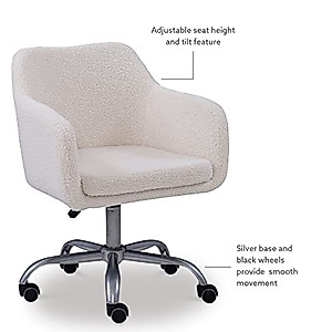 Linon Home Decor Products Linon Brooklyn Sherpa Office Chair, Ivory