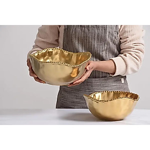 Pampa Bay Titanium-Plated Porcelain Large Salad Bowl, 10.5 Inch, Matte Gold Tone, Oven, Freezer, Dishwasher Safe, MCA1721