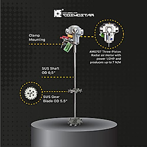 COSMOSTAR 55 Gallon Pneumatic Agitator 1/2 HP, 7 N.M Clamp Mount Tank Barrel Drum Mixer | Paint Agitator, Pneumatic Bracket Mixer, Paint Stirring Machine Bracket Air Agitator Paint Mix Tool