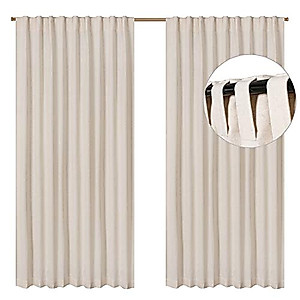 Window Panels Curtain 50x96 inch Natural, Set of 2,Farmhouse Curtain, Tab Top Curtains, Room Darkening Drapes, Curtains for Bedroom, Curtains for Living Room, Curtains 30% Linen,70% Cotton.
