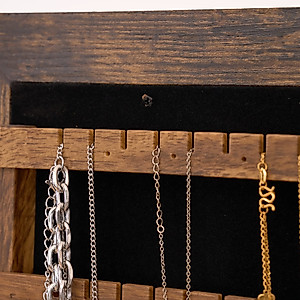 sogesfurniture Lockable Floor Standing Wooden Jewelry Armoire with Full Length Mirror 360°Rotatable Jewelry Organizer Cabinet Lockable with Storage Shelf, Rustic Brown,BHUS-QH-7021C-FG