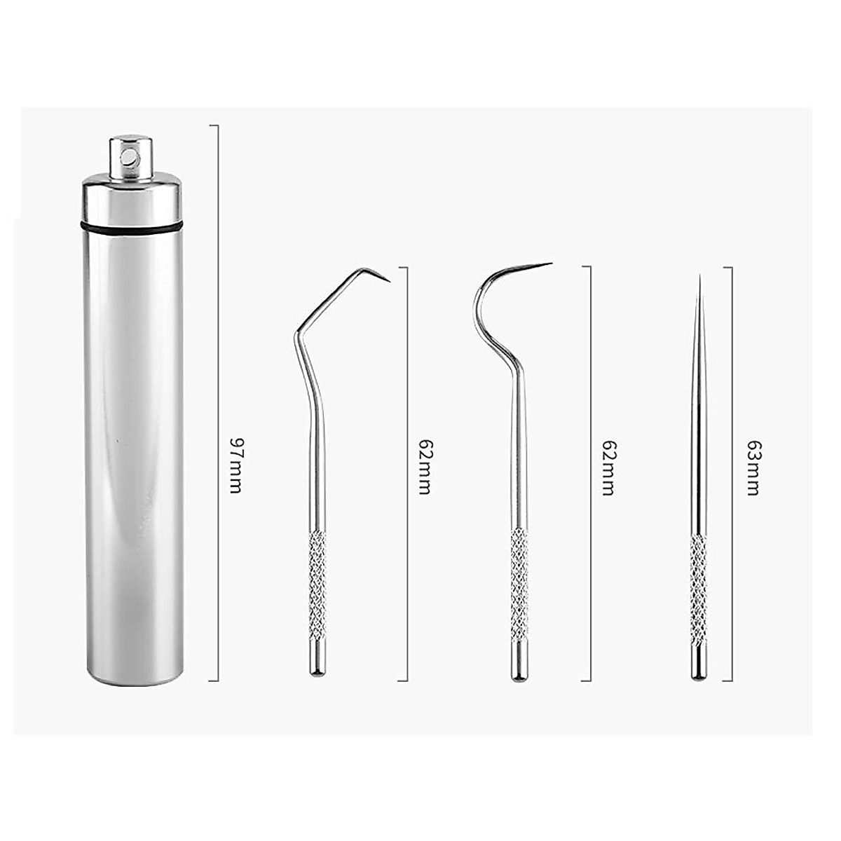 Angzhili 3 Pcs/Set Stainless Steel Toothpicks Kit,Reusable Tooth Picks Set,Portable Pocket Toothpick,Travel Toothpicks with Holder for Travel, Outdoor