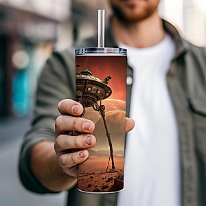 Martian Tripod War Machine Sci-fi From War Of The Worlds Skinny Tumbler 20oz with Straw Insulated Water Bottle Gift