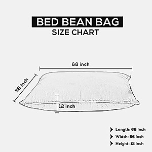 SATTVA 5.5ft All Weather Water Resistant Giant Bed Bean Bag for Adults - Big Bean Bag Covers Only (No Filling), Love Sack Bean Bag Oversized, Washable Ultra Soft Zipper, Dorm & Family Room Black Color