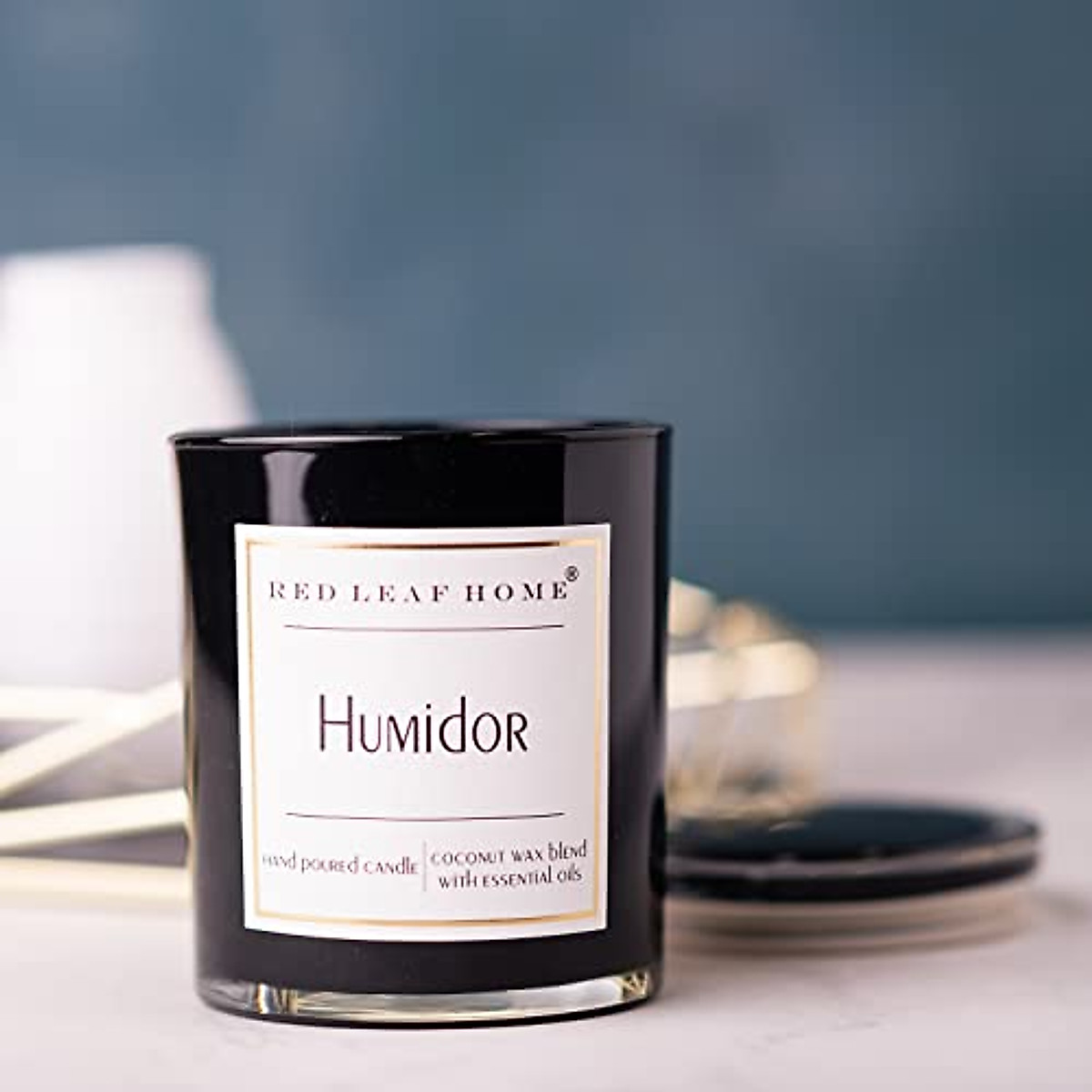 Red Leaf Home | Humidor Candle | Glass Lid, Medium | Aromatherapy | Signature Collection | 11oz Jar