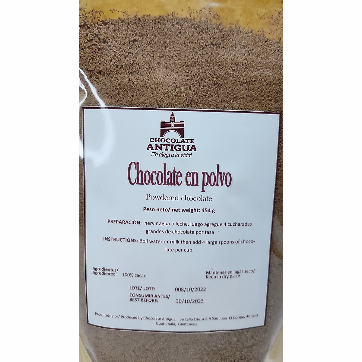 Chocolate Antigua, Handmade Hot Chocolate Drink Powder, Mayan Cacao, Hand Carved with All Natural Ingredients for a Perfect Taza - From San Juan del Obispo, Antigua Guatemala, Brown, 16 Ounces