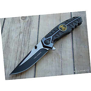 8 Inch Police Stainless Steel Open Folding Pocket Knife With Clip Outdoor Survival Hunting Knife by Survival Steel